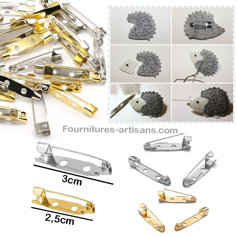 10 Pièces Épingles Barres broche Badge avec Fermoir de Sécurité (Doré ...