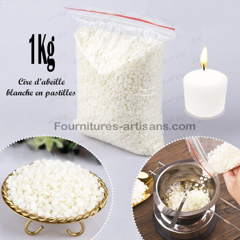 1Kg Cire d'abeille blanche en pastilles granules 100% naturel